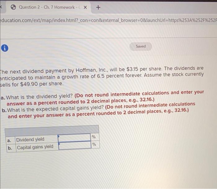 Solved Question 2 - Ch. 7 Homework - X + | Chegg.com