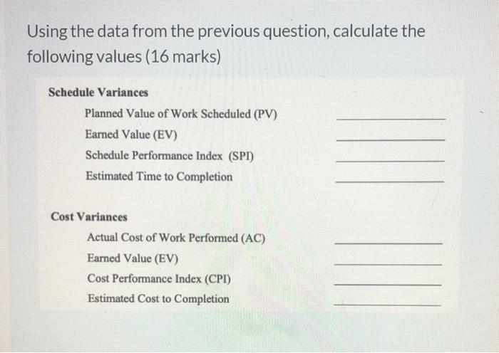 Solved Using the following data, calculate the planned and | Chegg.com