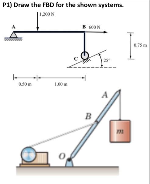 Solved −−=−P2) For the system shown below draw first the FBD | Chegg.com