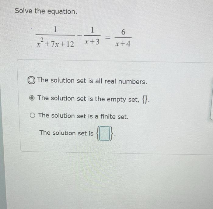 Solved Solve the equation. x2+7x+121−x+31=x+46 The solution | Chegg.com