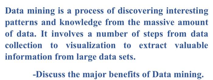 Solved Data mining is a process of discovering interesting | Chegg.com