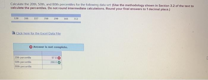 Solved Calculate the 20th, 50th, and 80th percentiles for | Chegg.com
