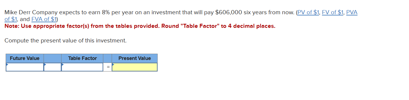 Solved Mike Derr Company expects to earn 8% ﻿per year on an | Chegg.com