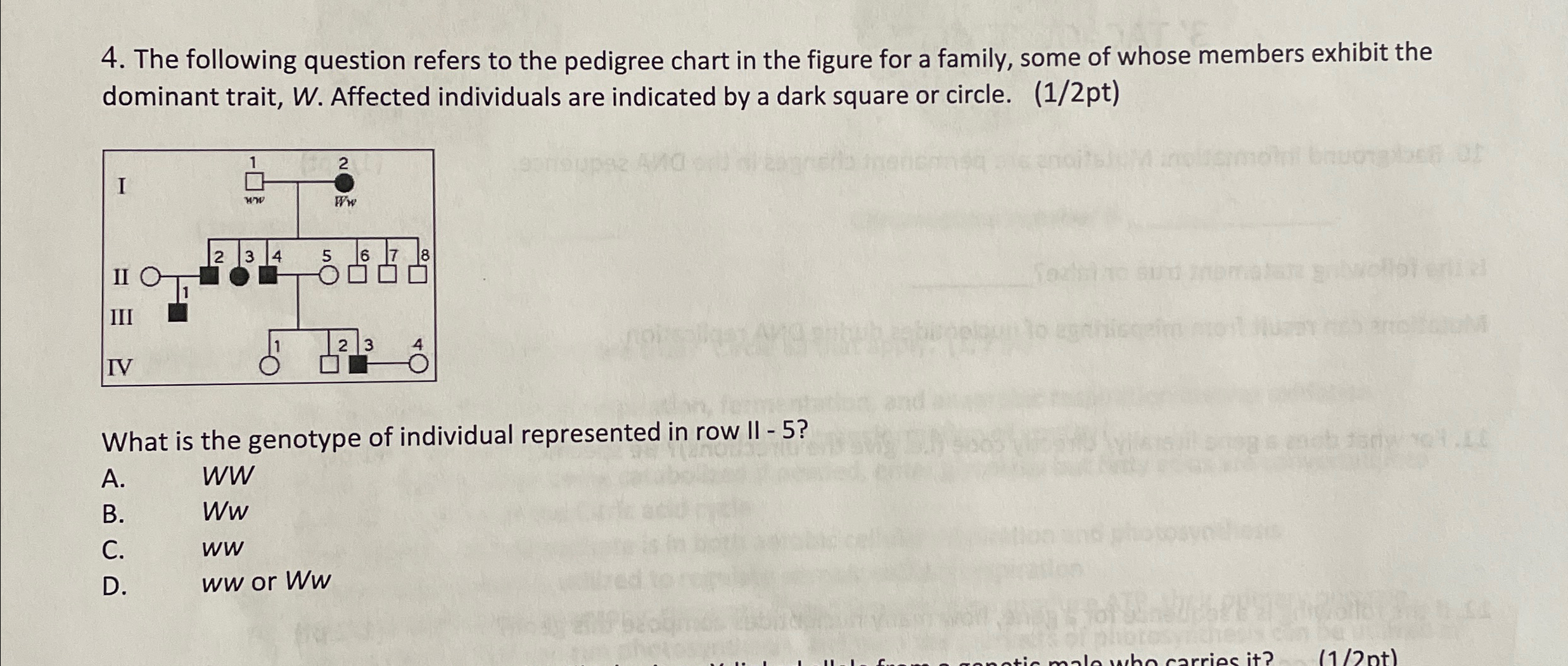 Solved The following question refers to the pedigree chart | Chegg.com