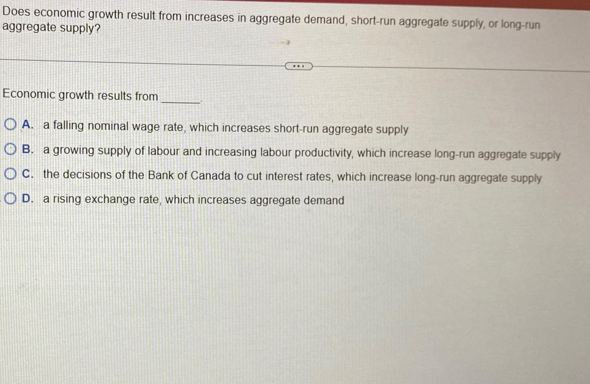 Solved Does economic growth result from increases in | Chegg.com