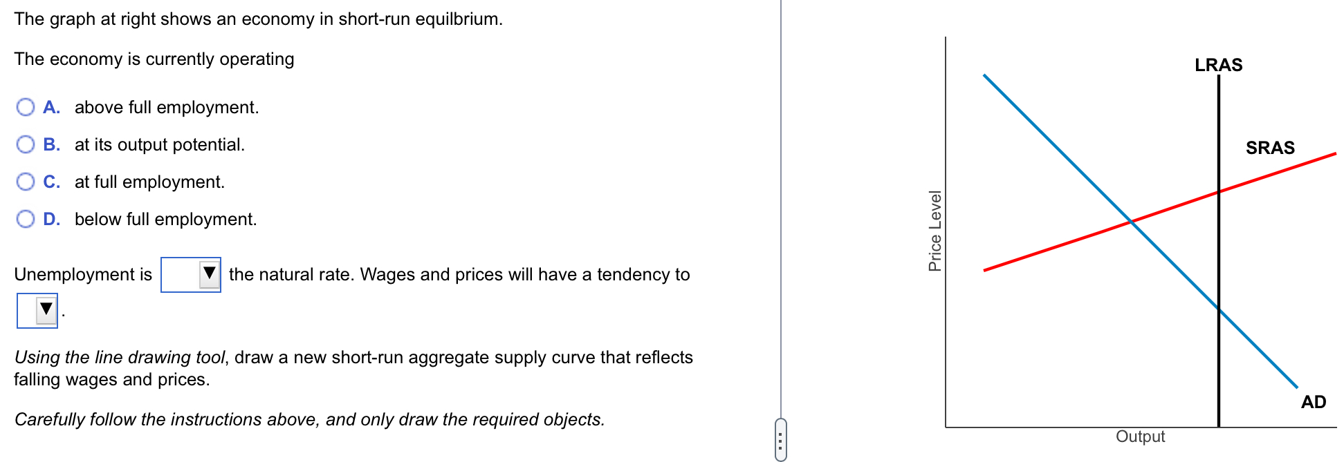 Solved The graph at right shows an economy in short-run | Chegg.com