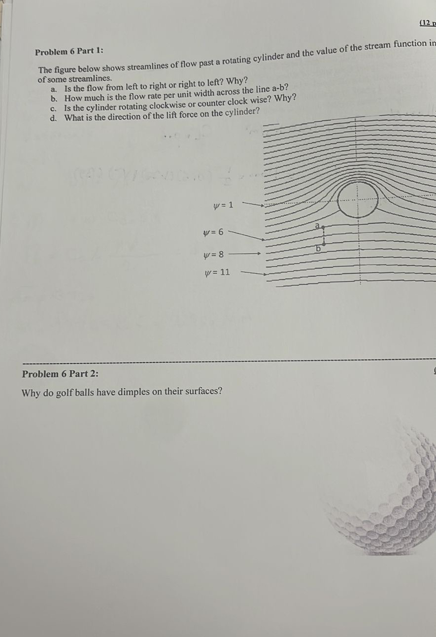 Solved Problem 6 ﻿Part 1:The figure below shows streamlines | Chegg.com