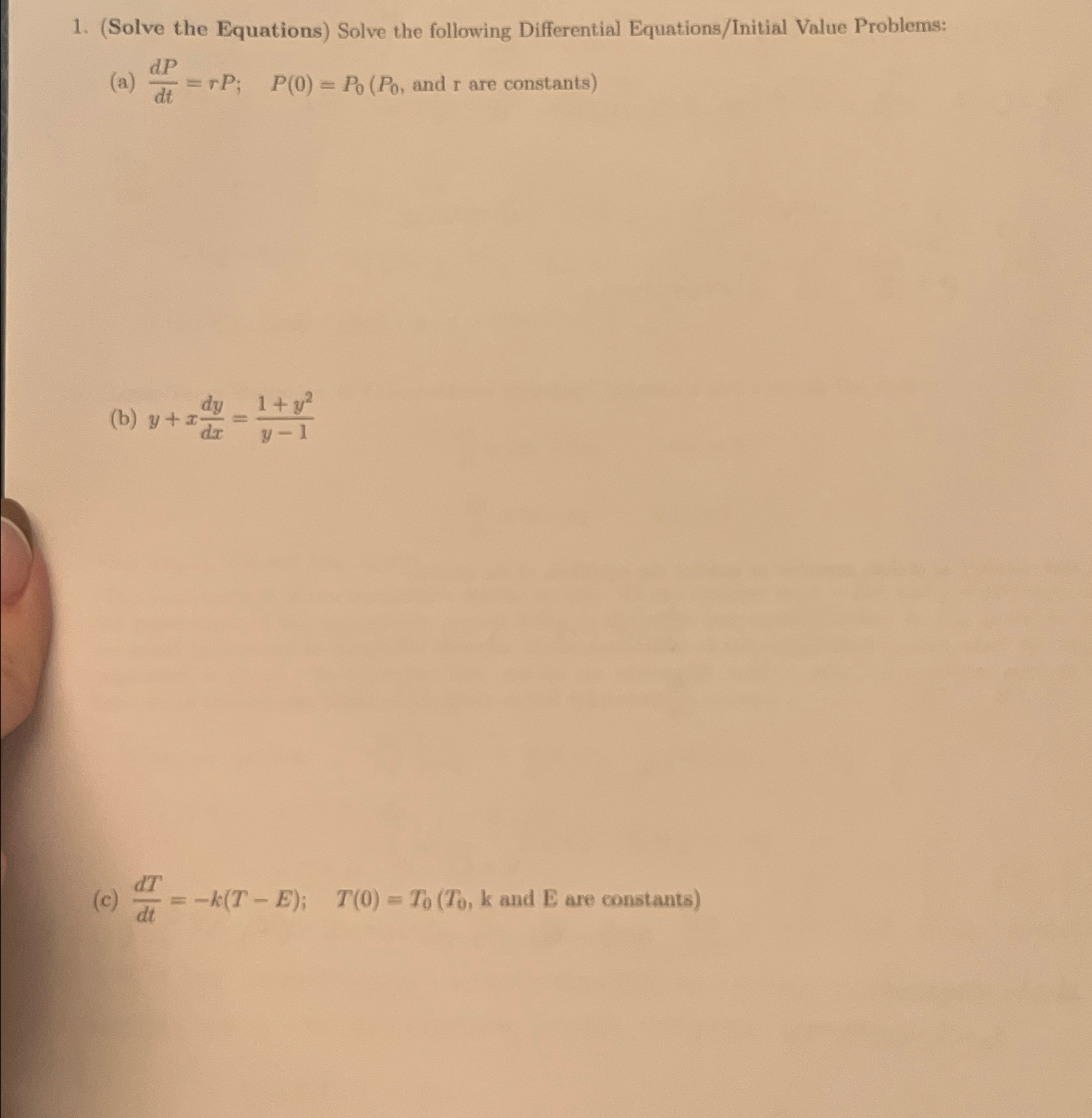 Solved (Solve the Equations) ﻿Solve the following | Chegg.com