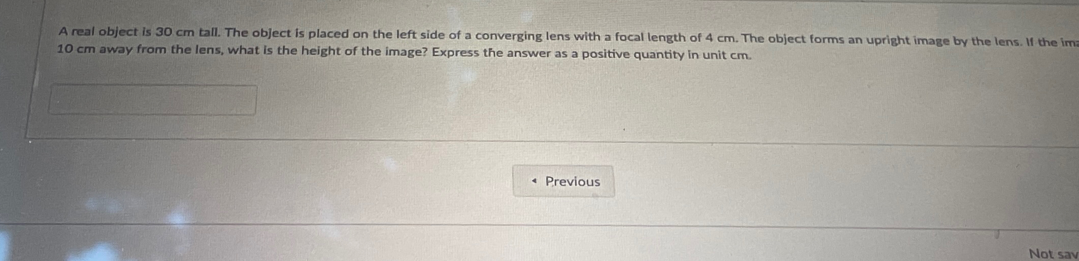 Solved A real object is 30cm ﻿tall. The object is placed on | Chegg.com