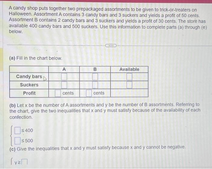 Solved A candy shop puts together two prepackaged | Chegg.com