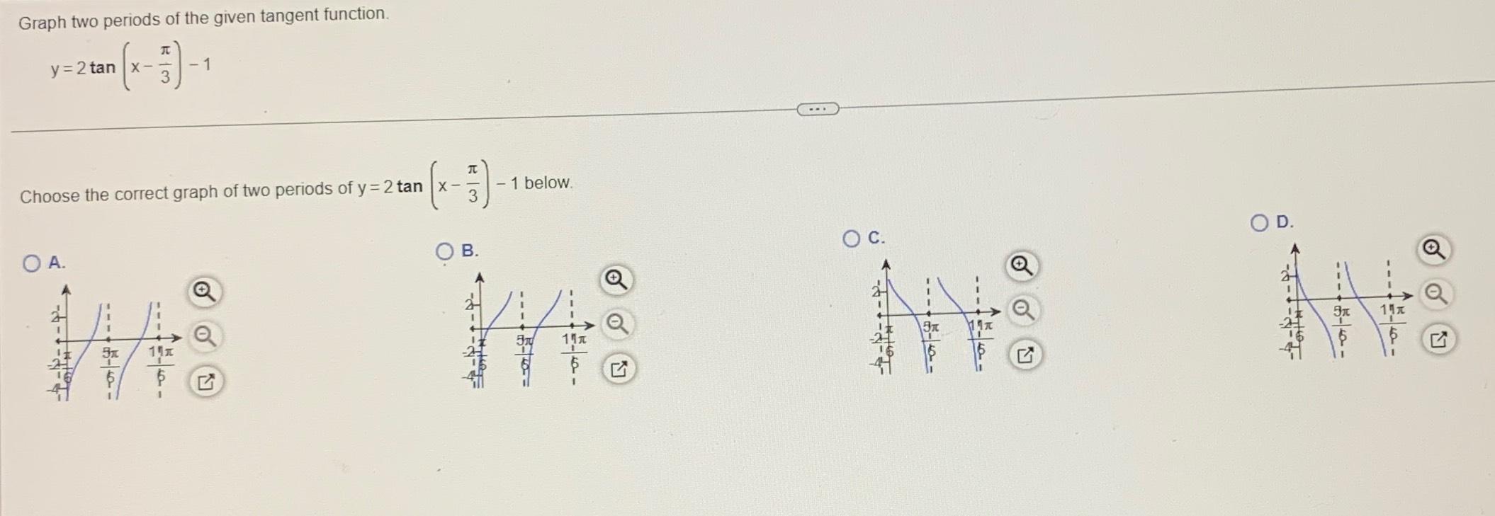 Solved Graph two periods of the given tangent | Chegg.com