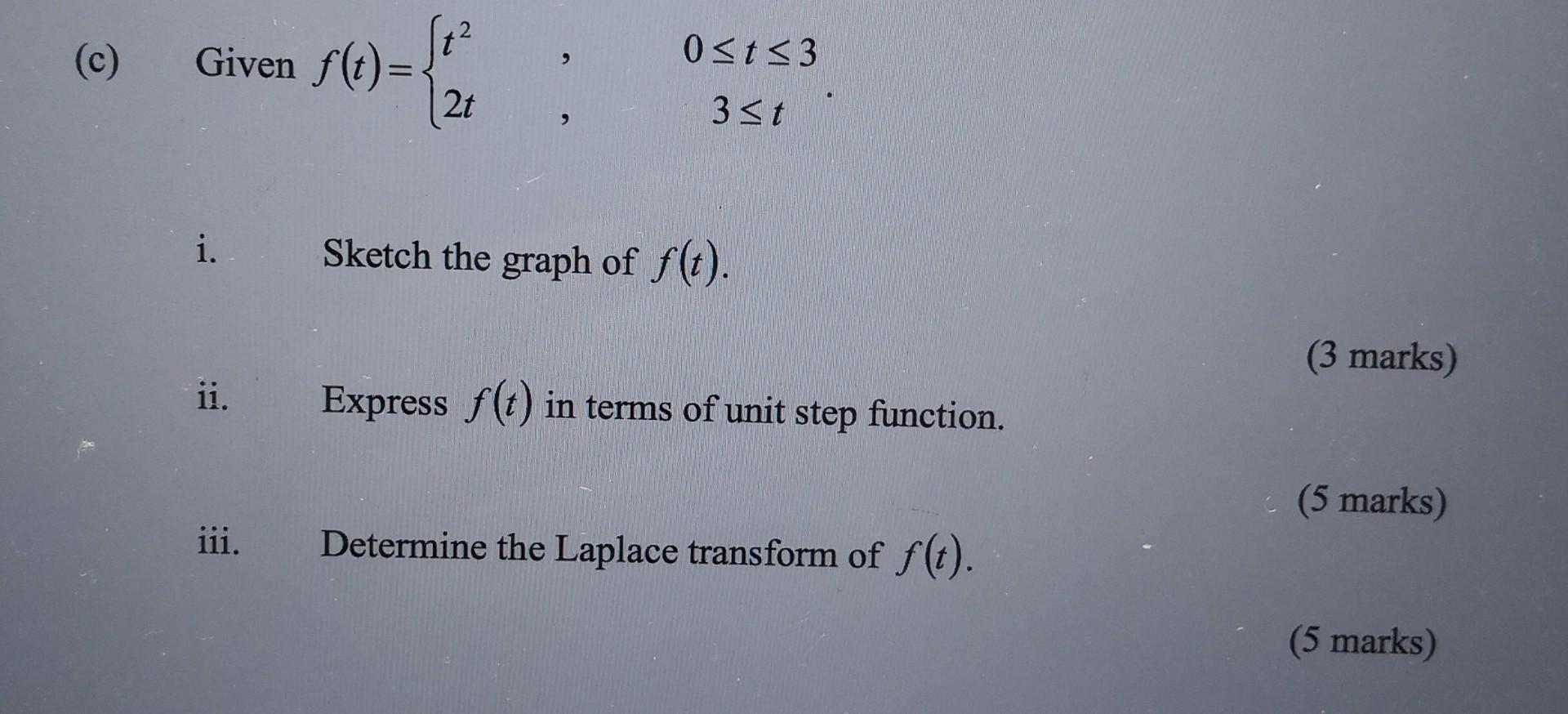 Solved (c) 0≤t≤3 3 | Chegg.com