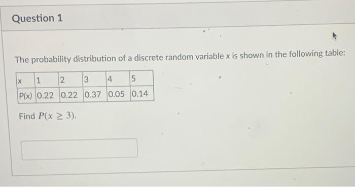 Solved Question 1 The probability distribution of a discrete | Chegg.com
