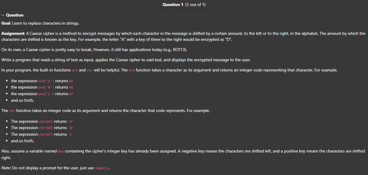 QuestionGoal: Learn to replace characters in | Chegg.com