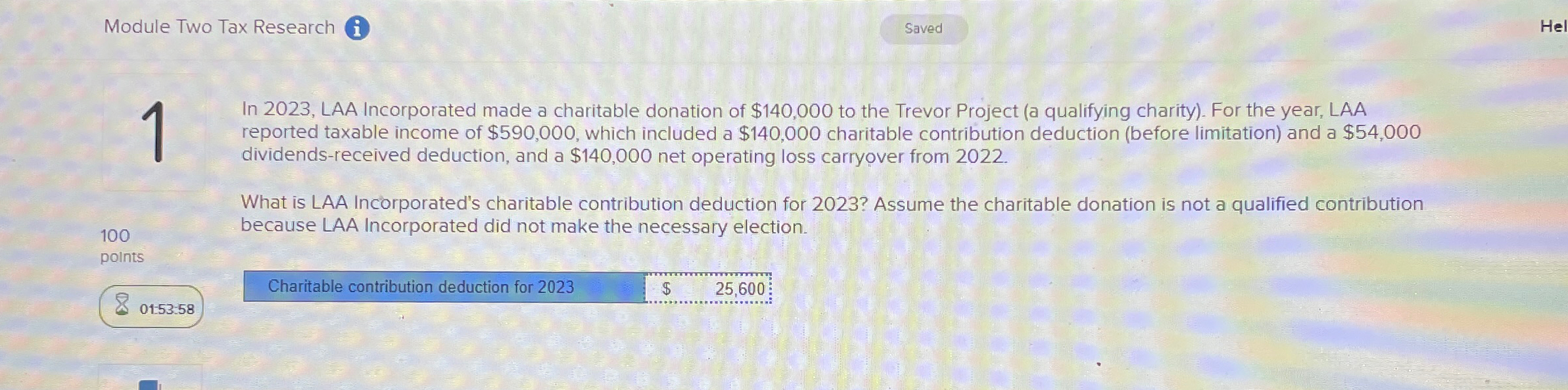 Solved Module Two Tax ResearchSaved1 ﻿In 2023, ﻿LAA | Chegg.com
