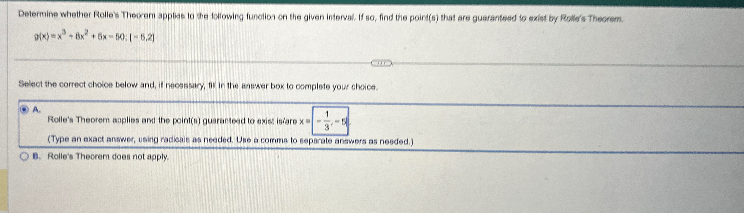 Solved Determine Whether Rolles Theorem Applies To The