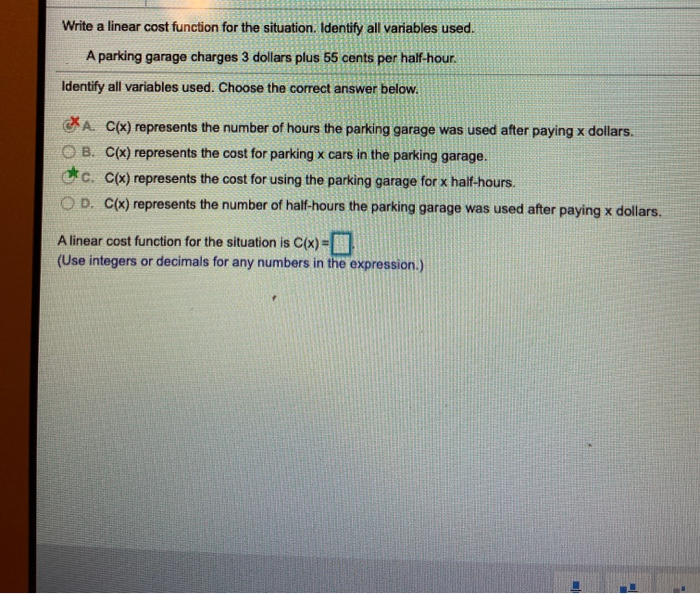 Solved Write a linear cost function for the situation. | Chegg.com