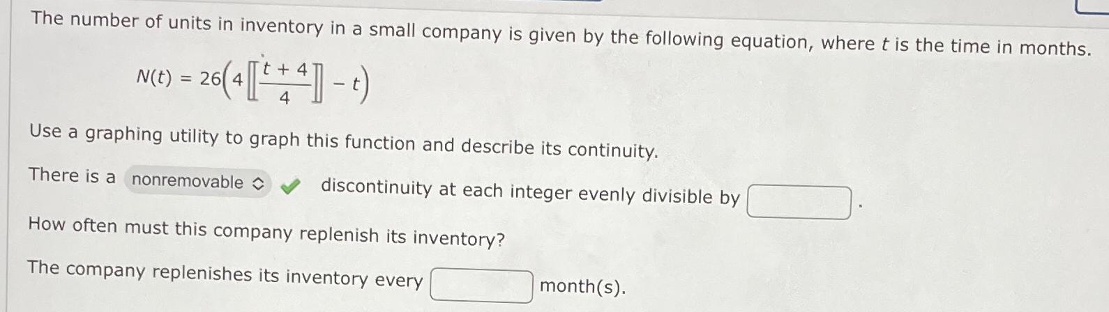 Solved The number of units in inventory in a small company | Chegg.com
