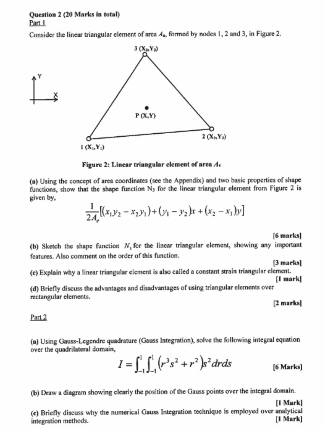 Solved Question 2 (20 Marks in total) Part 1 Consider the | Chegg.com