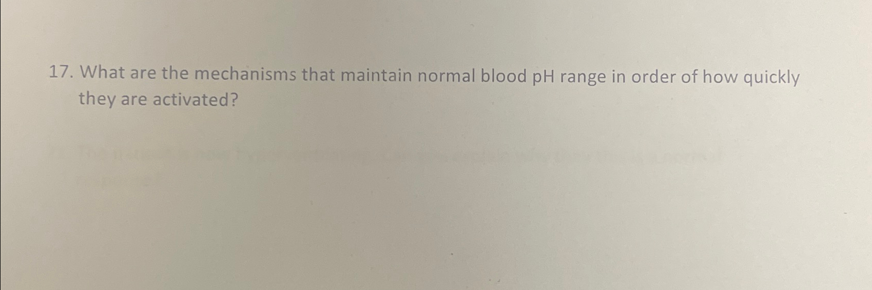 Solved What are the mechanisms that maintain normal blood pH | Chegg.com