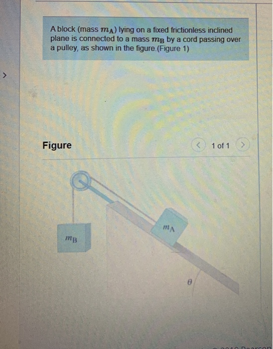 Solved A block (massMA) lying on a fixed frictionless | Chegg.com