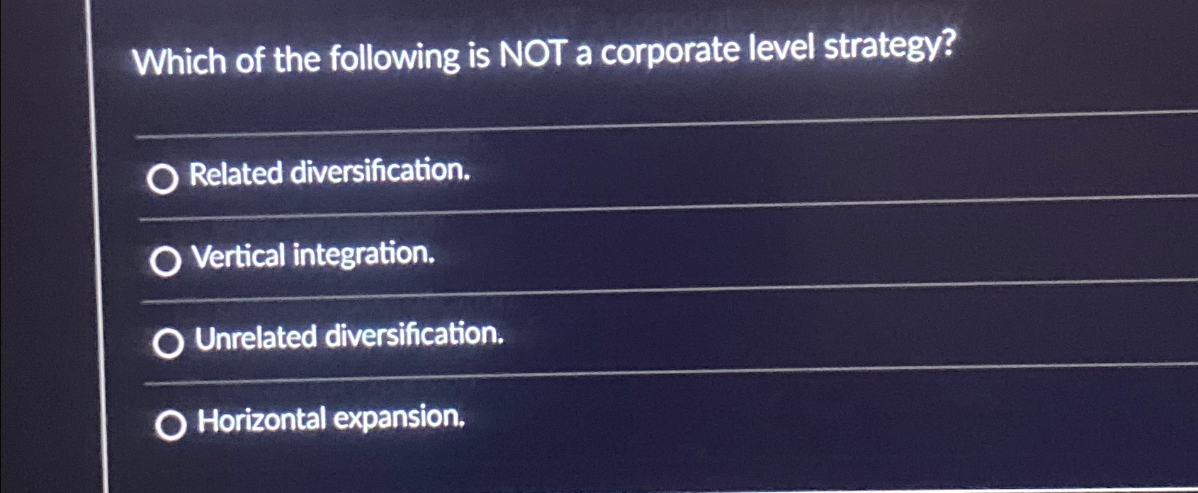 Solved Which of the following is NOT a corporate level | Chegg.com