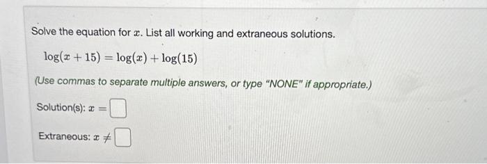 Solved Solve the equation for x. List all working and | Chegg.com