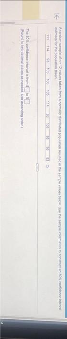 matrate for the peculation mean. The e0\% confidence | Chegg.com