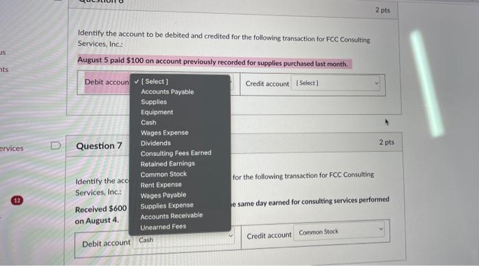 Solved Identify the account to be debited and credited for | Chegg.com