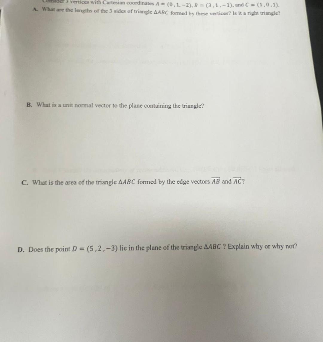 Solved Censider 3 vertices with Cartesian coordinates | Chegg.com
