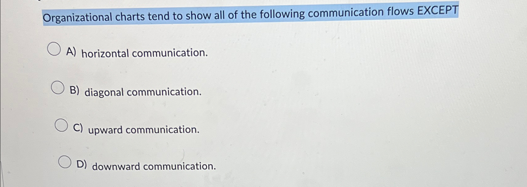 Solved Organizational charts tend to show all of the | Chegg.com