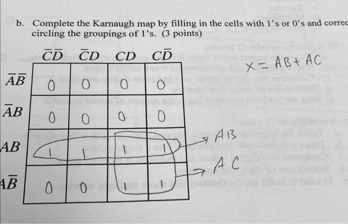 Solved c. Based on the Karnaugh map, write out the simplest | Chegg.com