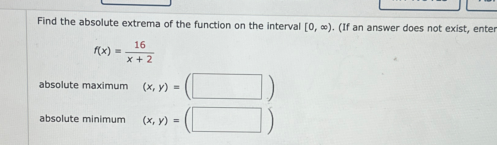 Solved Find the absolute extrema of the function on the | Chegg.com