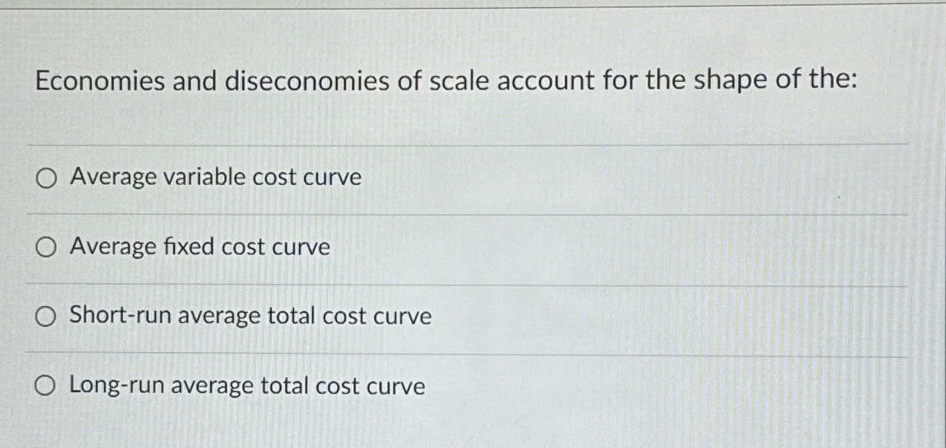 Solved Economies and diseconomies of scale account for the | Chegg.com