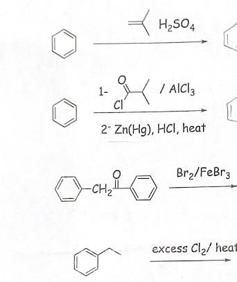 Solved H2SO4 excess Cl2/ heatQII(2 pts): Show the synthesis | Chegg.com