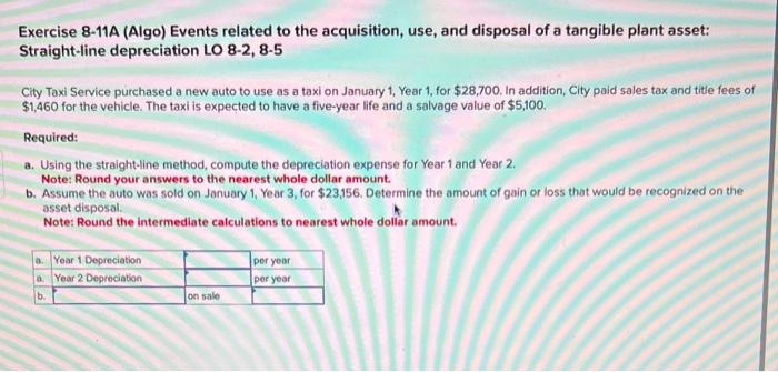 Solved Exercise 8-11A (Algo) Events related to the | Chegg.com