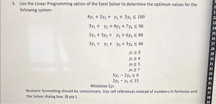 Solved 3. Use the Linear Programming option of the Excel | Chegg.com