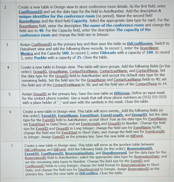 Solved 2 Create A New Table In Design View To Store Chegg