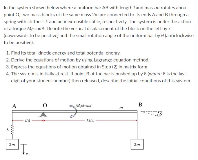 Solved In the system shown below where a uniform bar AB | Chegg.com