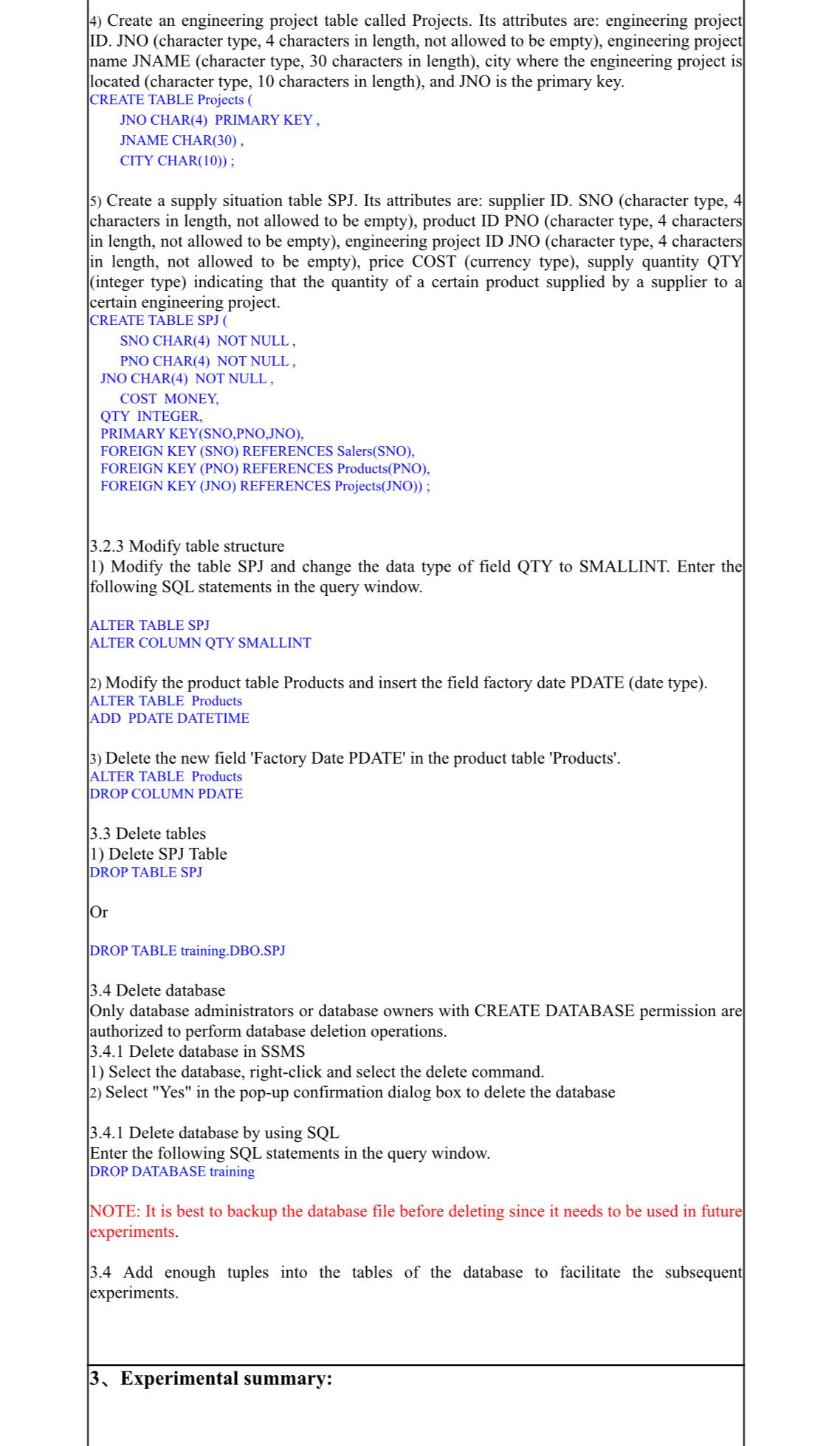 Solved Create an engineering project table called Projects. | Chegg.com