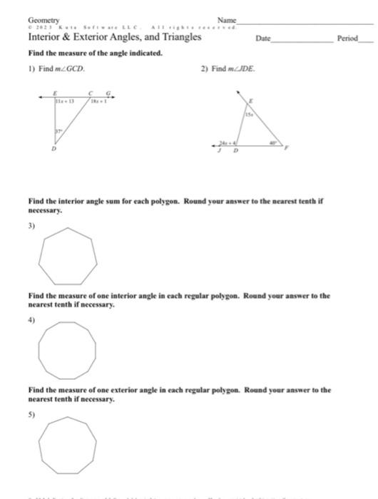 Solved Geometry Name Interior \& Exterior Angles, and | Chegg.com