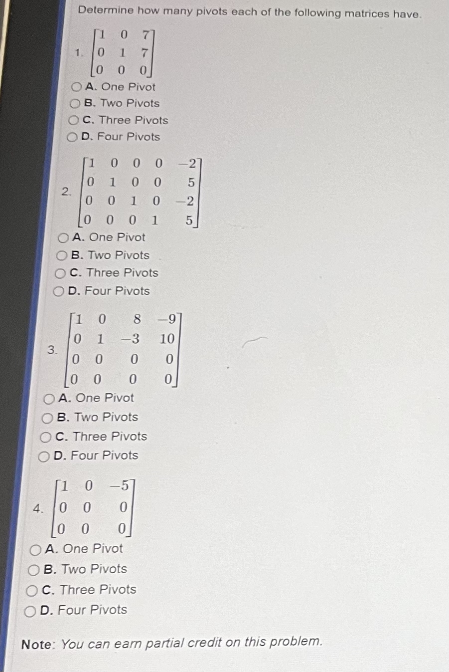 Solved Determine how many pivots each of the following | Chegg.com