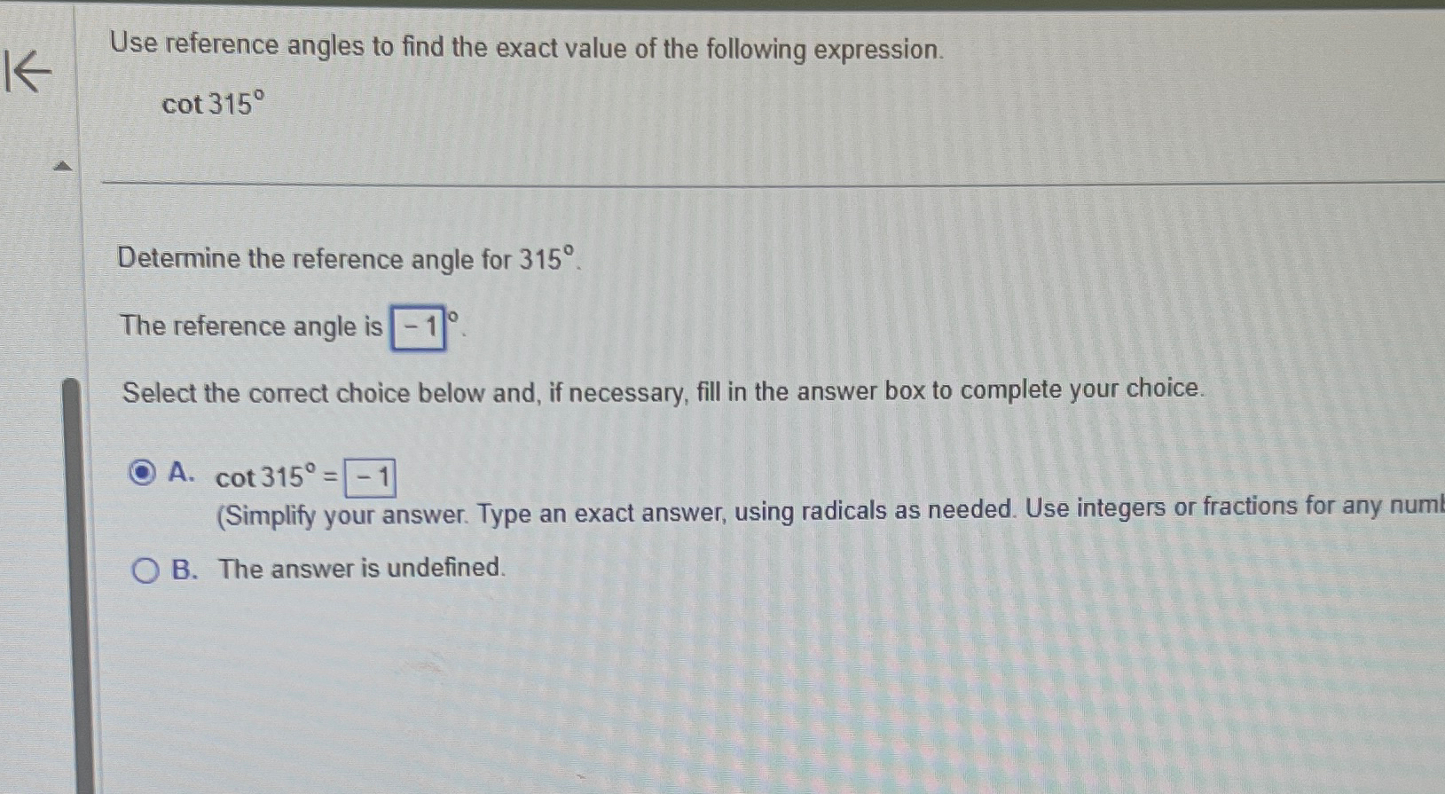 Solved Use reference angles to find the exact value of the | Chegg.com