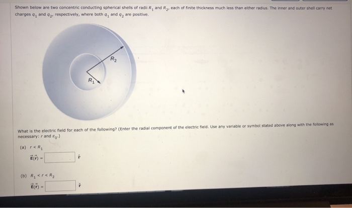 Solved Shown below are two concentric conducting spherical | Chegg.com