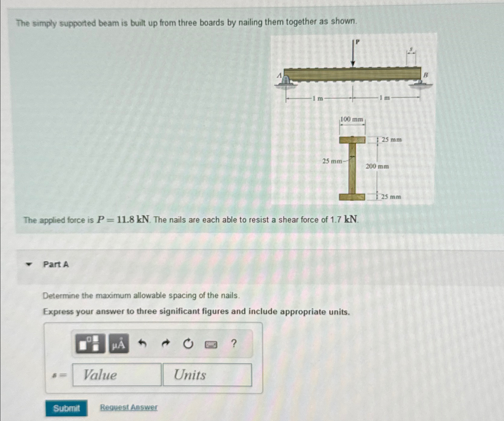 Solved The simply supported beam is built up from three | Chegg.com