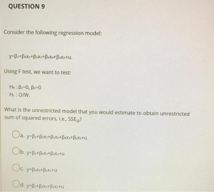 Solved Consider the following regression model: | Chegg.com