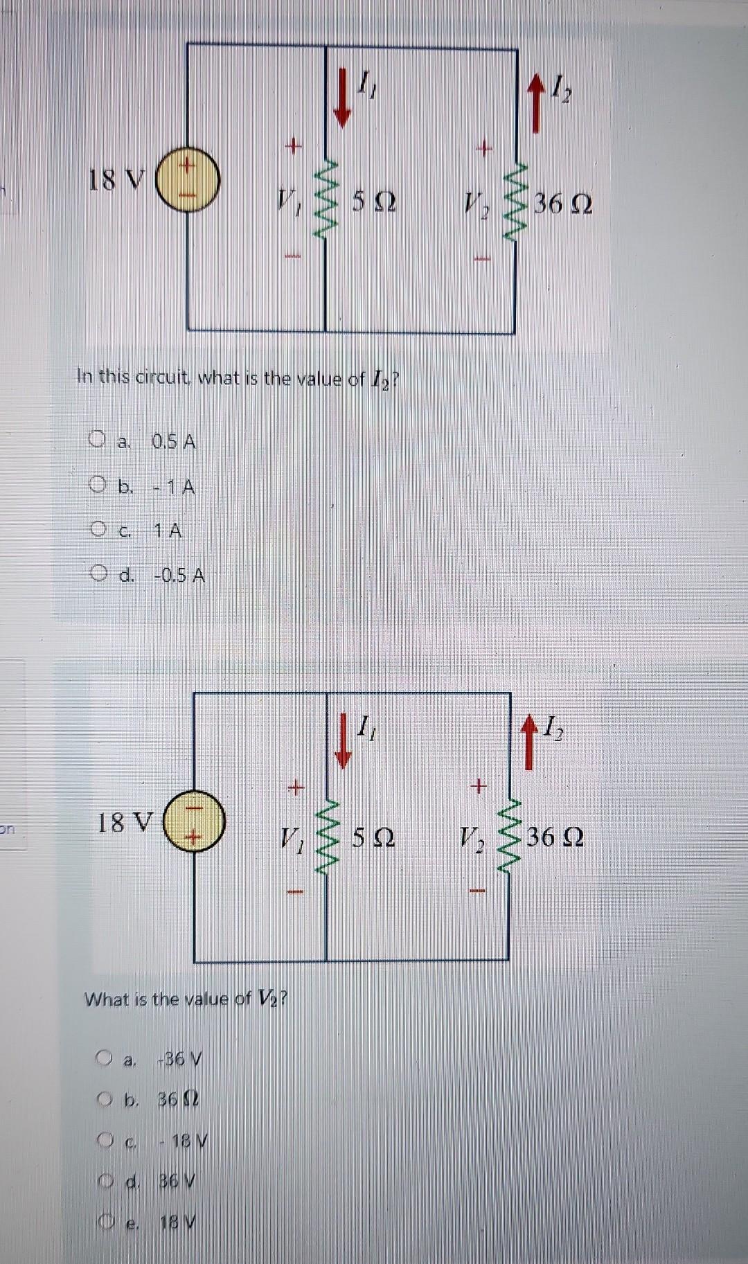 Solved In this circuit, what is the value of I2 ? a. 0.5 A | Chegg.com