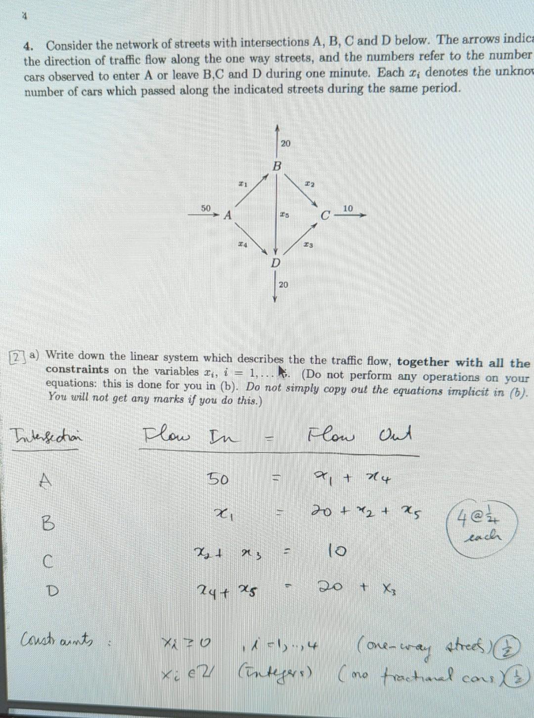 Solved 4. Consider the network of streets with intersections | Chegg.com
