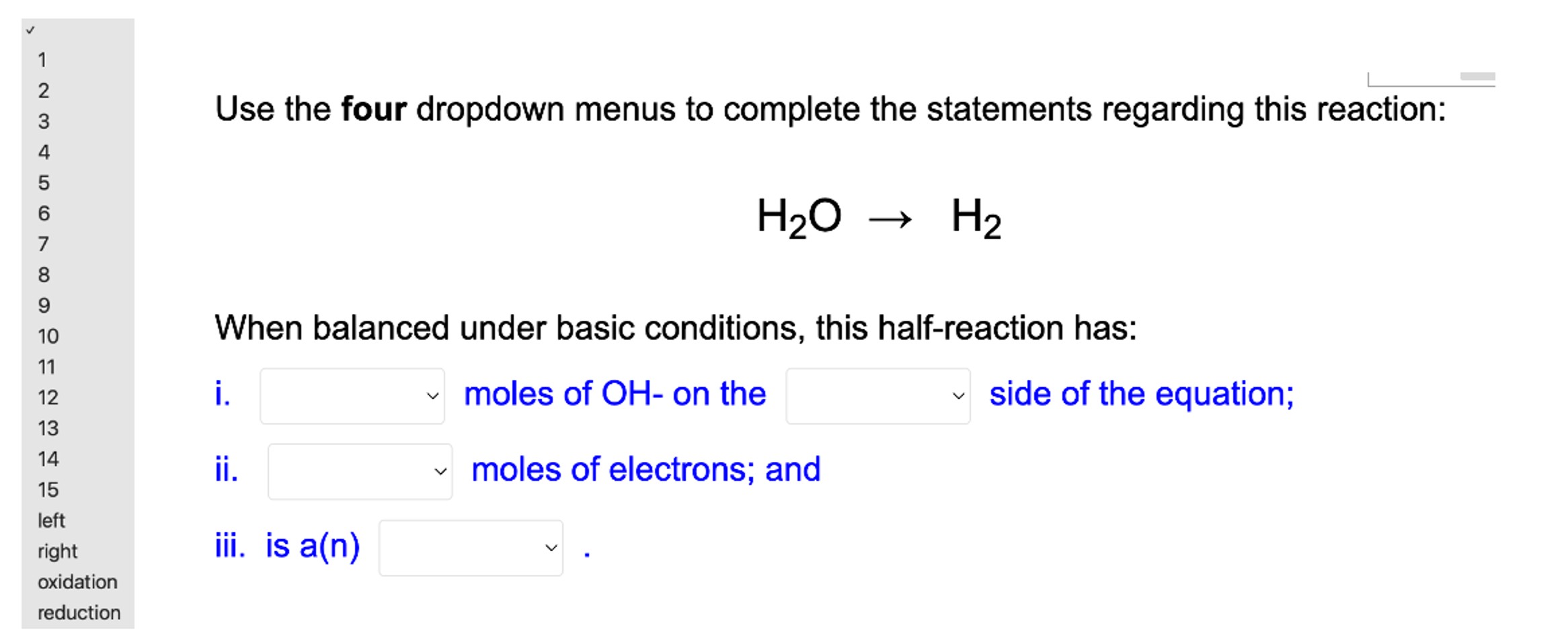 Solved Use the four dropdown menus to complete the | Chegg.com