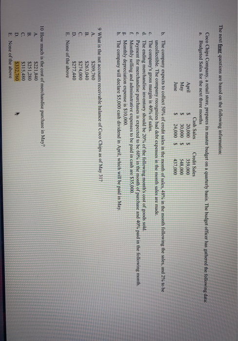 Solved The next four questions are based on the following | Chegg.com